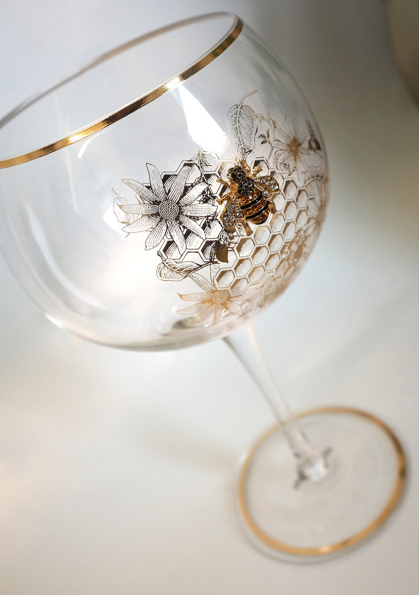 Honeycomb Bee Gin Glass